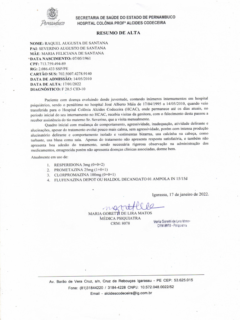 Resumo de Alta | PDF