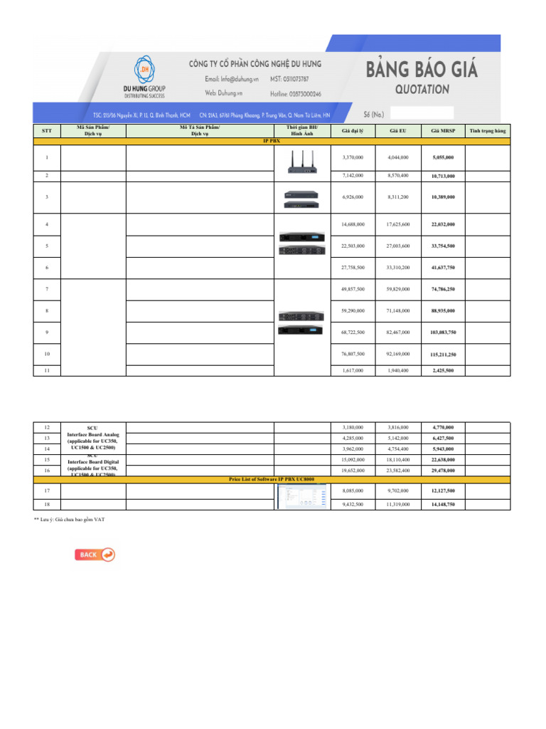 Bảng Giá Dinstar Ip Pbx | PDF | Communications Protocols | Internet Standards
