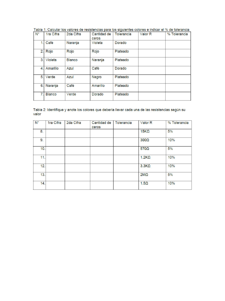 02 Ejercicio Codigo de Colores | PDF