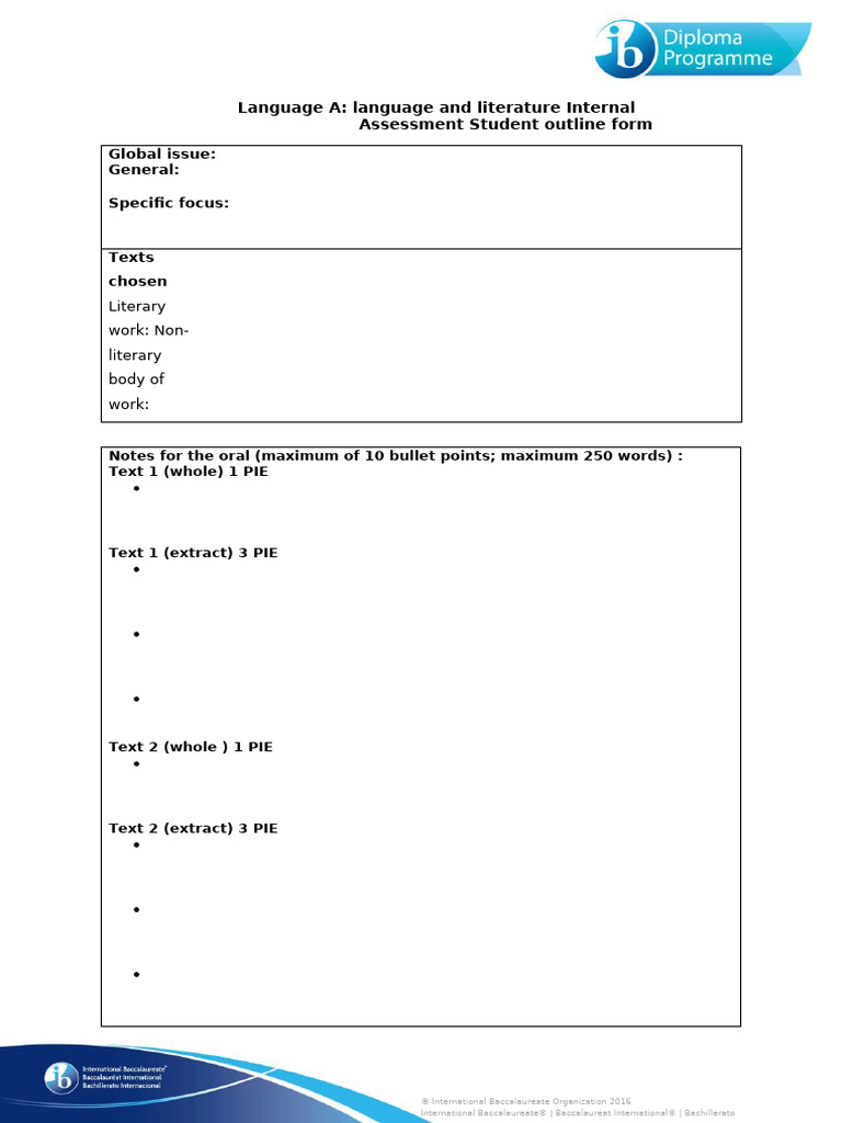 IB IO Outline Form LangLit En2024 | PDF