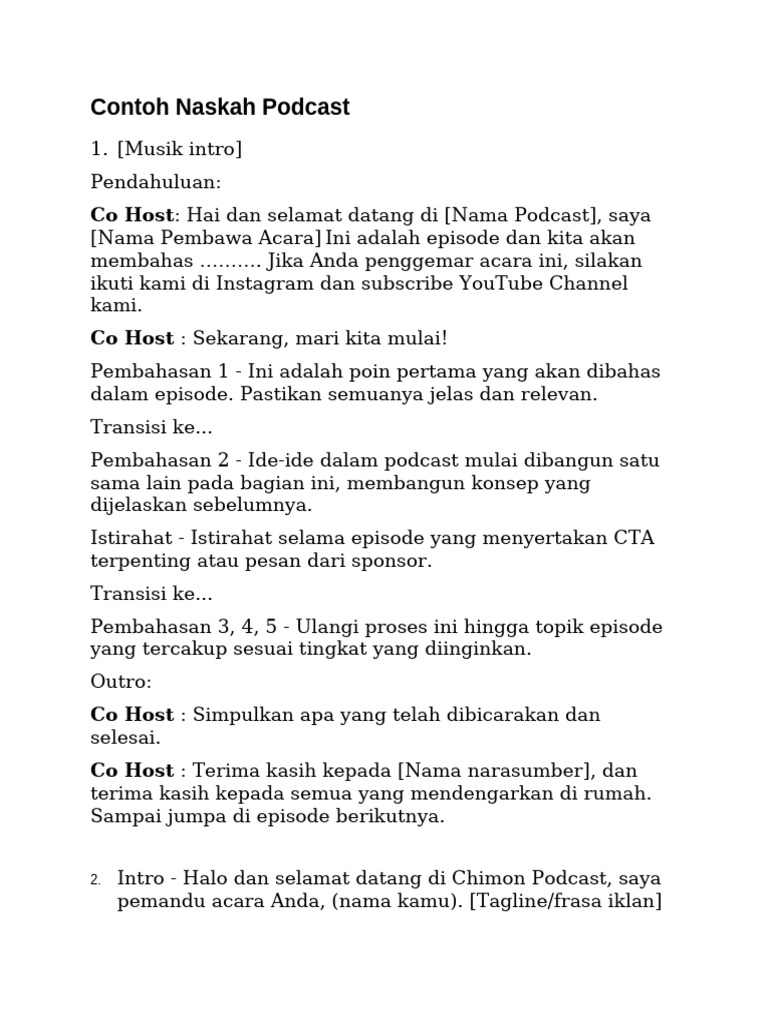 Contoh Naskah Podcast Pendidikan | PDF