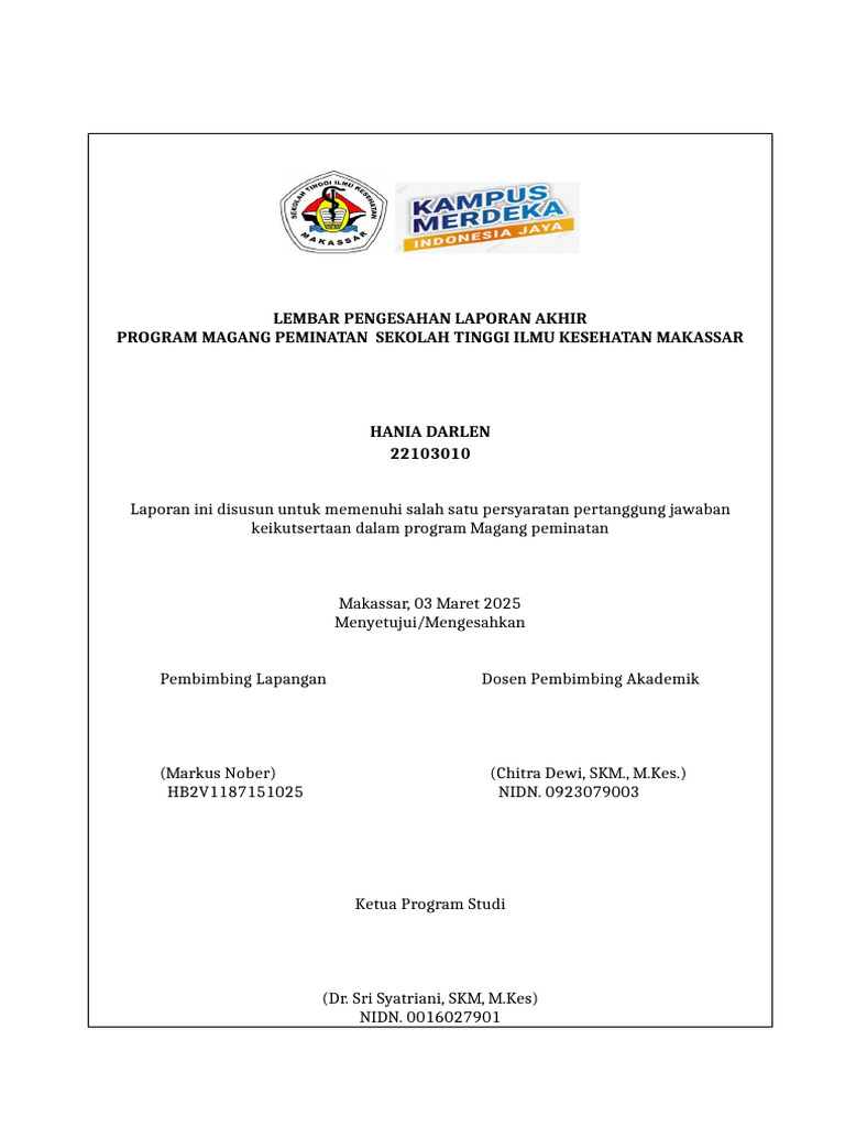 2. LEMBAR PENGESAHAN LAPORAN MAGANG REGULER | PDF