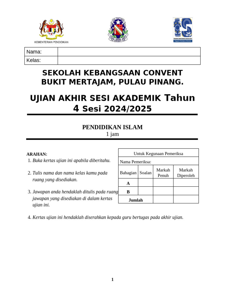 Uasa Cover Pendidikan Islam Tahun 4 | PDF