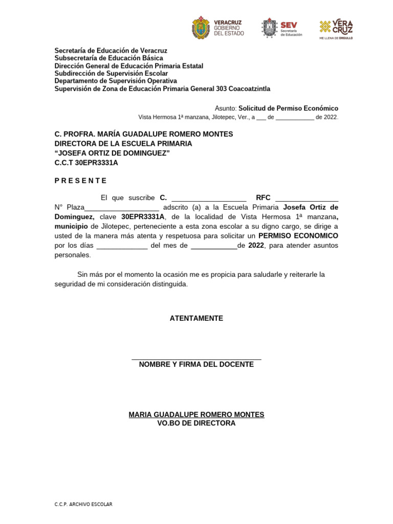 Solicitud de Permiso Económico Docente | PDF