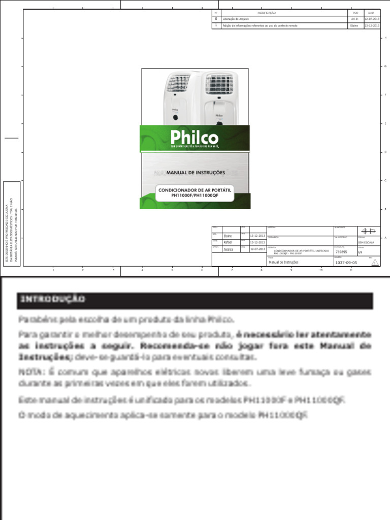 Manual do Condicionador Portátil Philco | PDF | Ar condicionado | Umidade