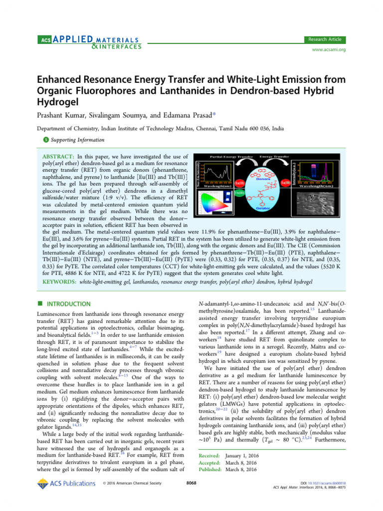 Enhanced Resonance Energy Transfer and White-Light Emission From ...