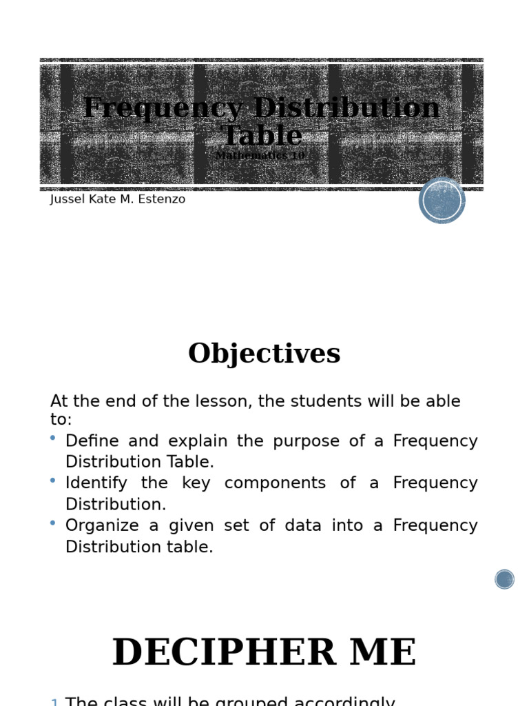 Frequency Distribution Table | PDF | Applied Mathematics