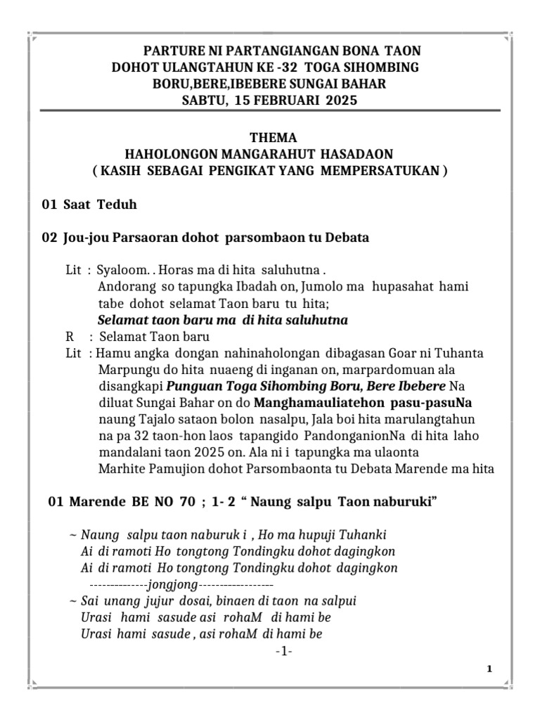 Ulang Tahun ke-32 Toga Sihombing 2025 | PDF