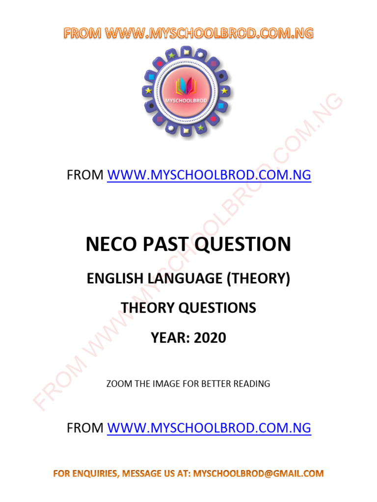 NECO 2020 English Language Theory Questions | PDF