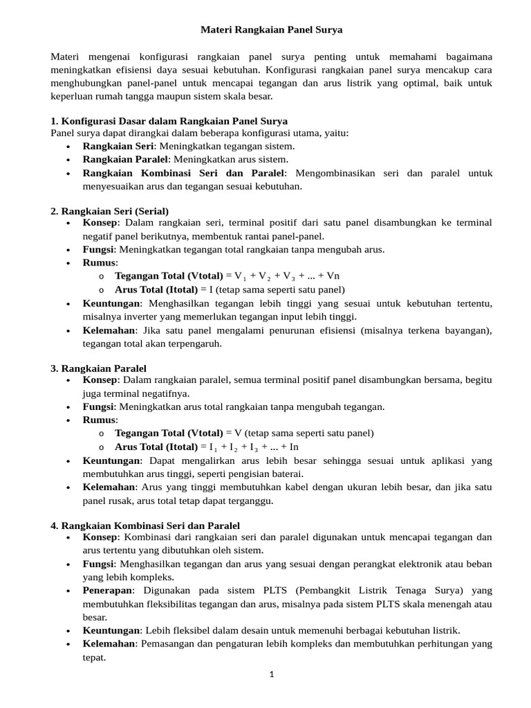 Materi Rangkaian Panel Surya Dan Baterai | PDF