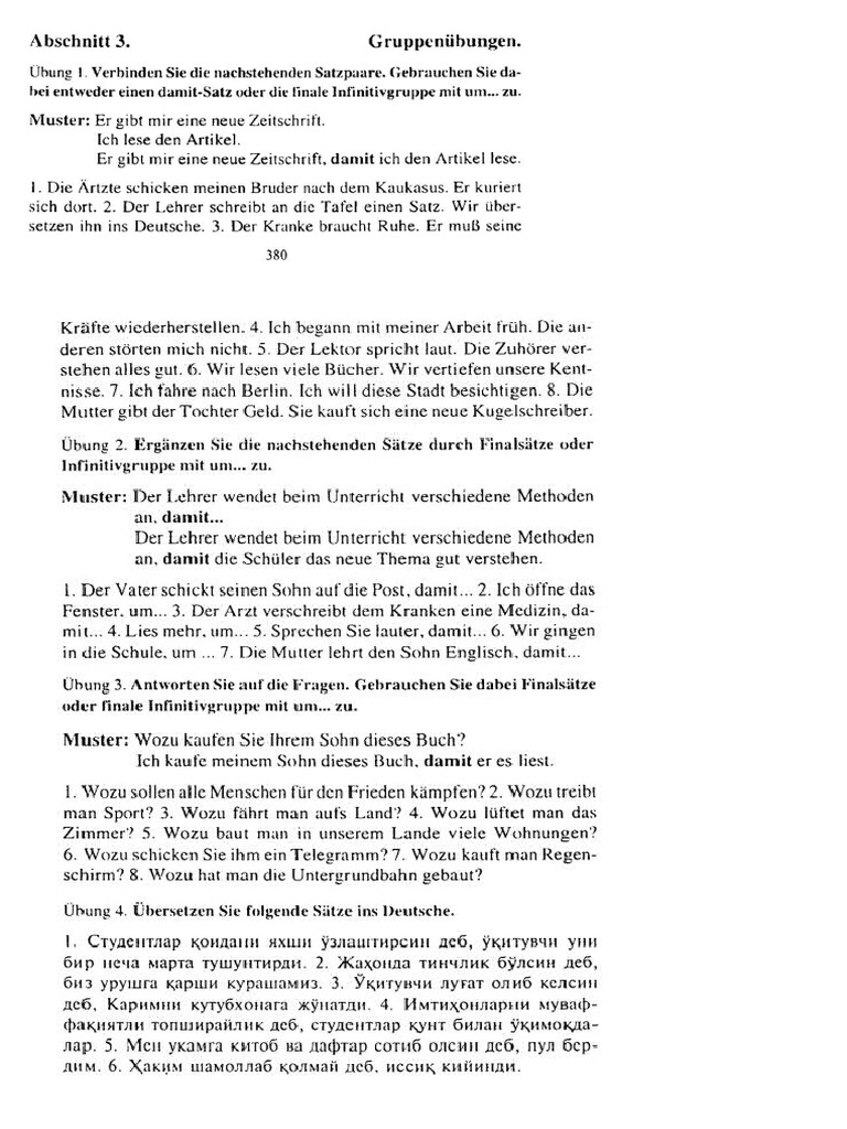 Finalsatz Um Zu Damit | PDF
