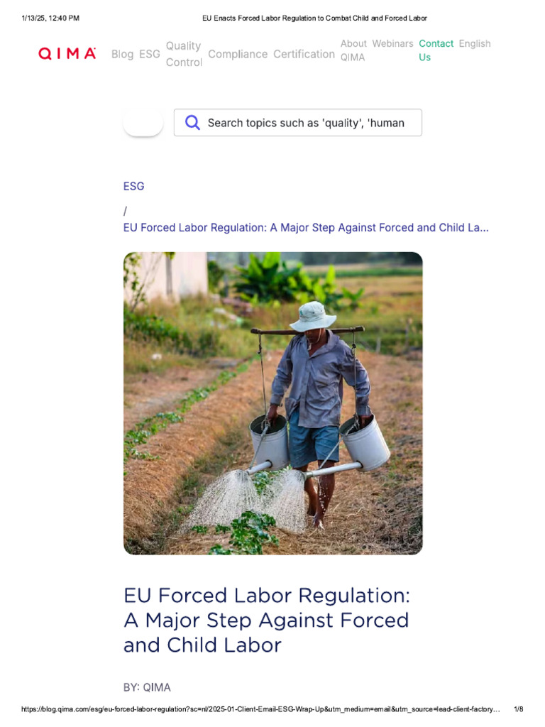EU Enacts Forced Labor Regulation To Combat Child and Forced Labor | PDF