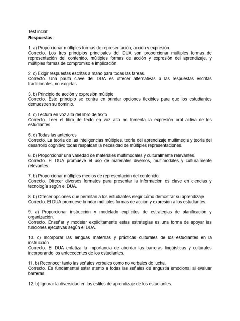 Respuetas DUA | PDF | Educación primaria | Aprendizaje