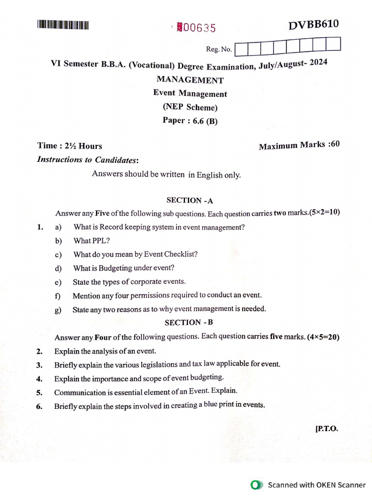 VI Sem BBA (Event Management) | PDF
