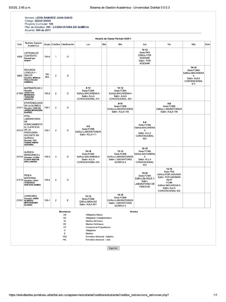 Horario Definitivo UwU | PDF