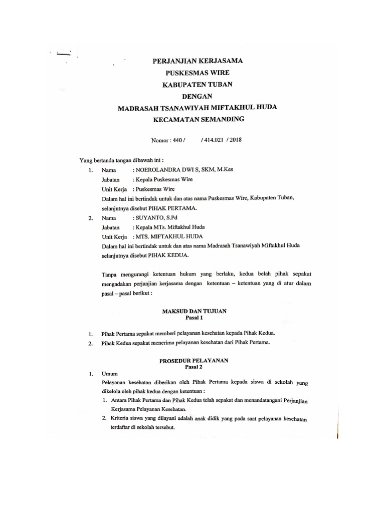 Mou Dgan PUSKESMAS WIRE | PDF