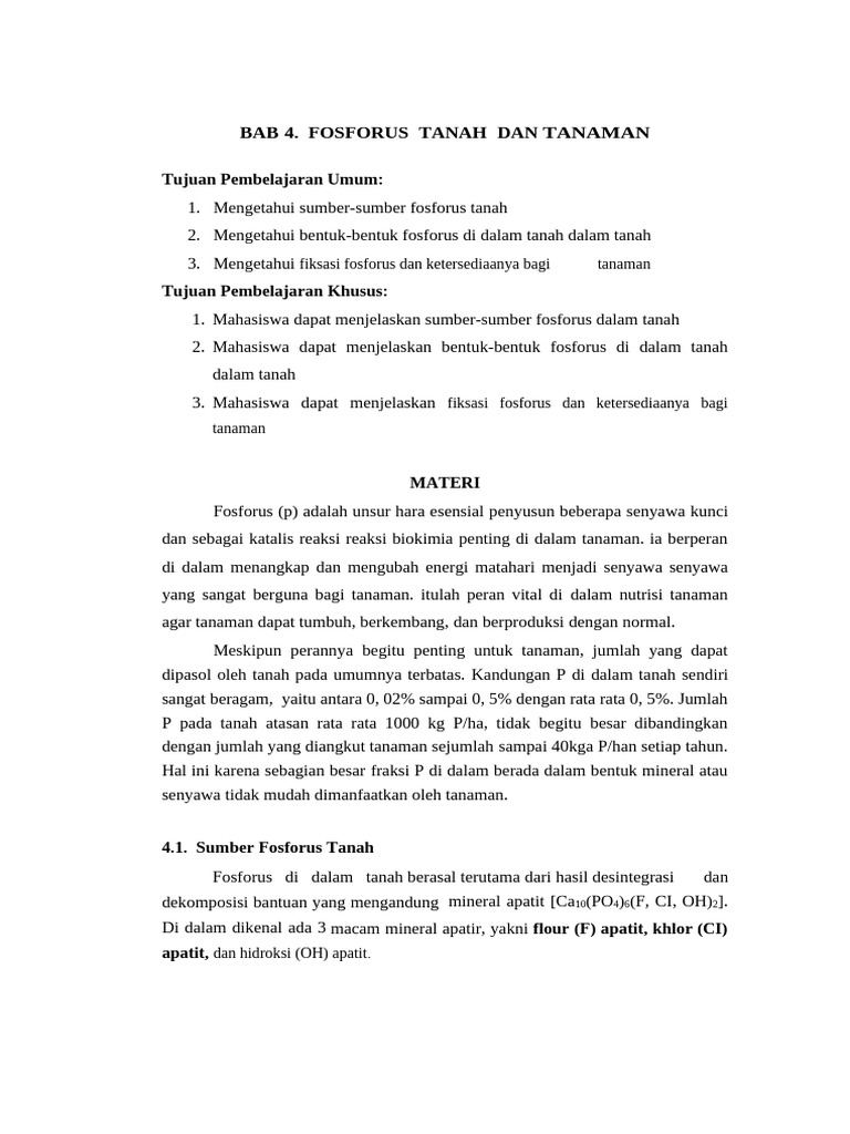 Sumber dan Bentuk Fosforus Tanah | PDF