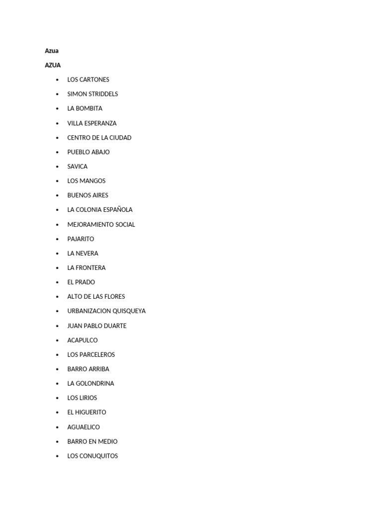 Sectores de La Provincia de Azua | PDF