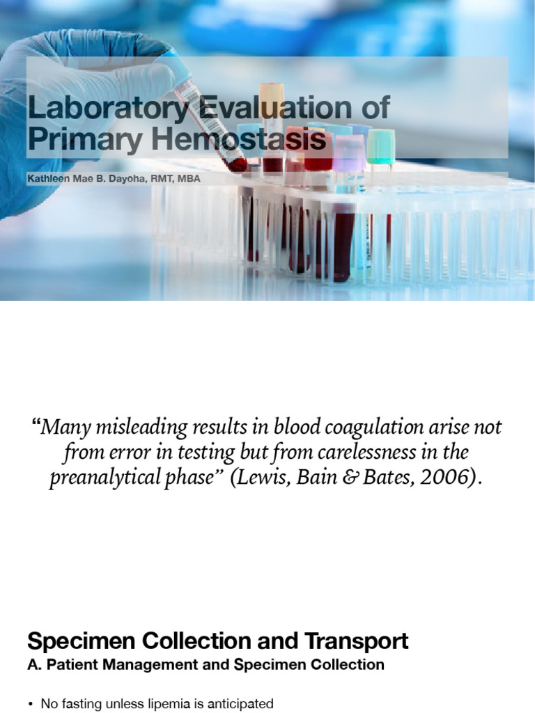 Primary Hemostasis Laboratory Protocols | PDF | Platelet | Coagulation