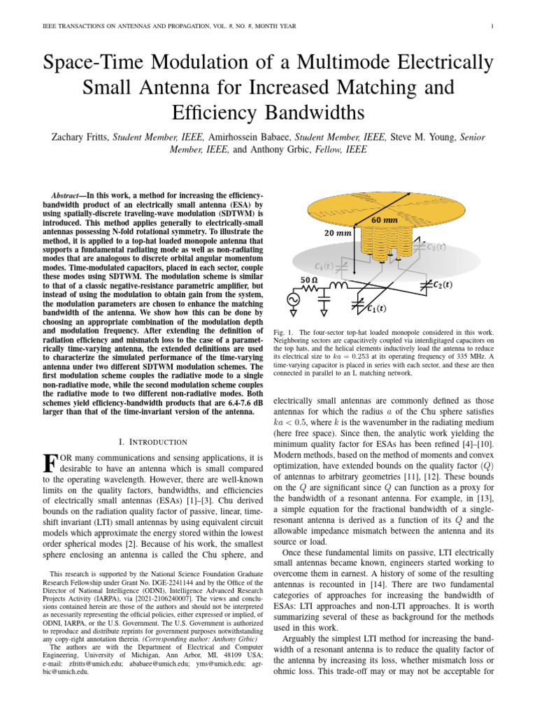 Space-Time Modulation of A Multimode Electrically Small Antenna For ...