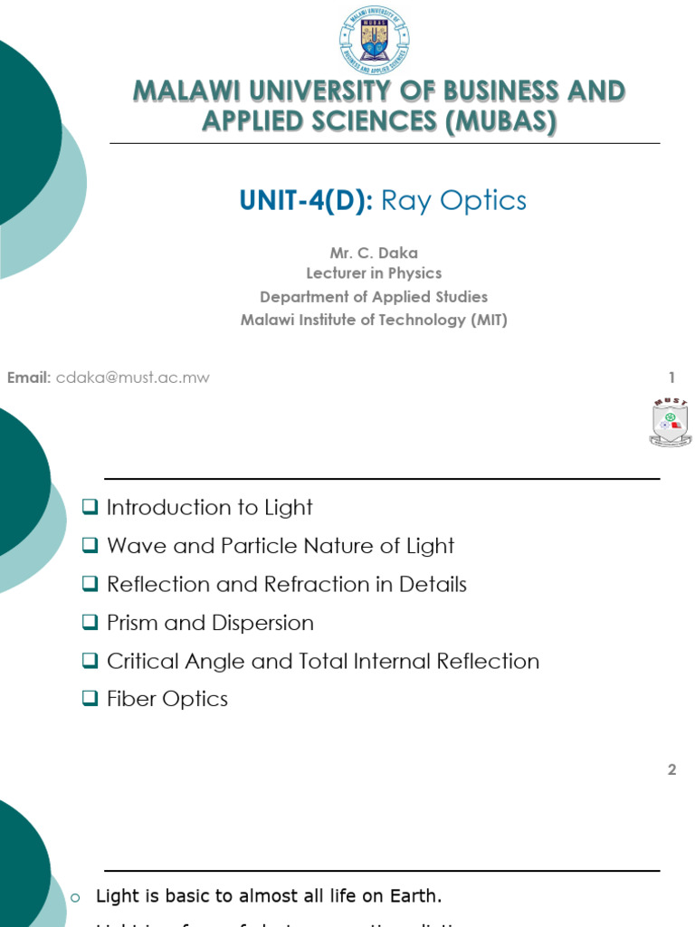 LECTURE-4(d)-RAY-OPTICS-1 | PDF | Reflection (Physics) | Light