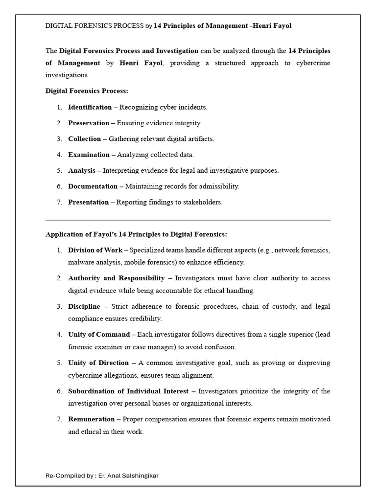 DIGITAL FORENSICS PROCESS With 14 Principles of Management 1741413156 ...