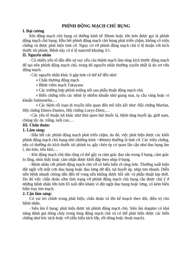 Phình Đ NG M CH CH B NG | PDF