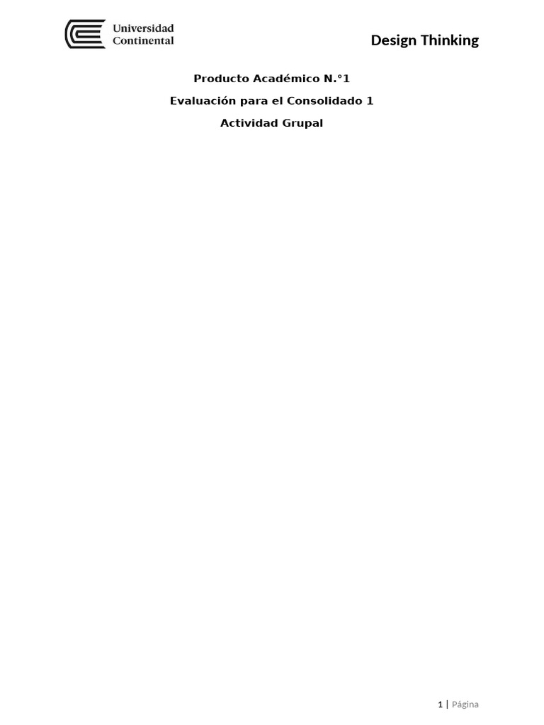 Producto Académico 1 Design Thinking | PDF | Innovación | El pensamiento de diseño