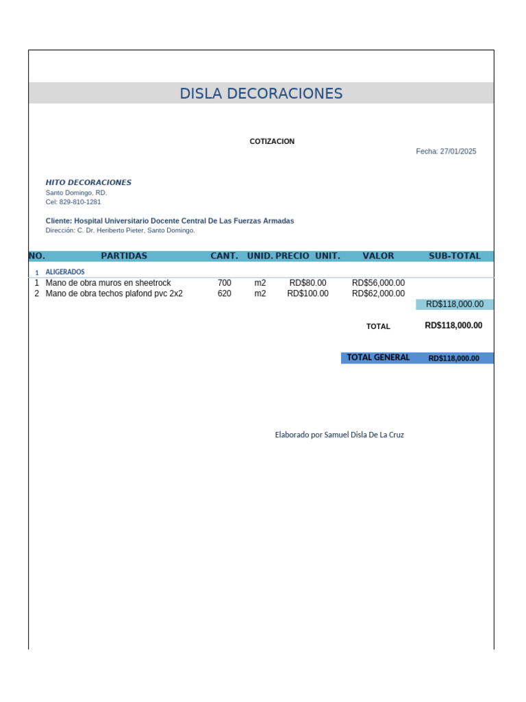 Cotizacion de Hito | PDF