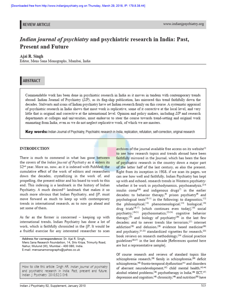 Indian Journal of Psychiatry and Psychiatric Resea | PDF | Psychiatry ...
