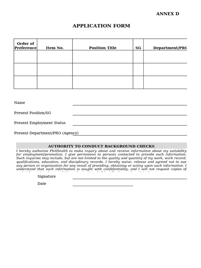 ApplicationForm AnnexD | PDF