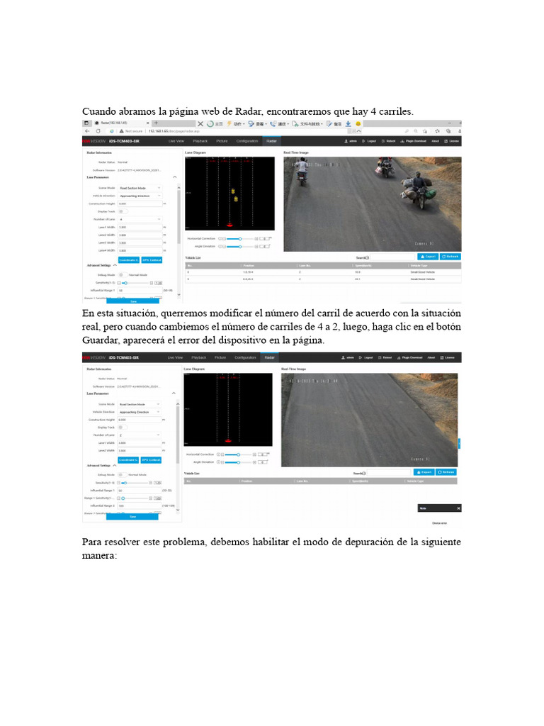 Configuración del Radar TCM403-EIR | PDF