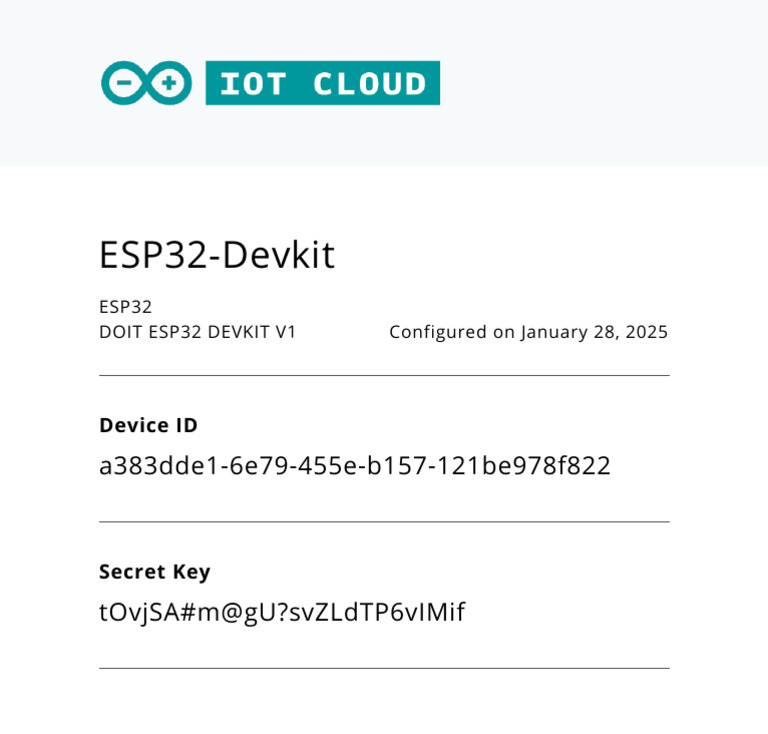 Arduino Device Secret Key ESP32 devkit | PDF