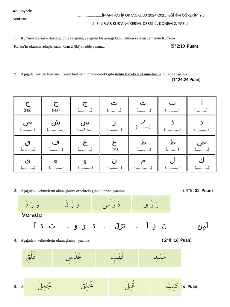 5 SNF Kuran D Yazl | PDF