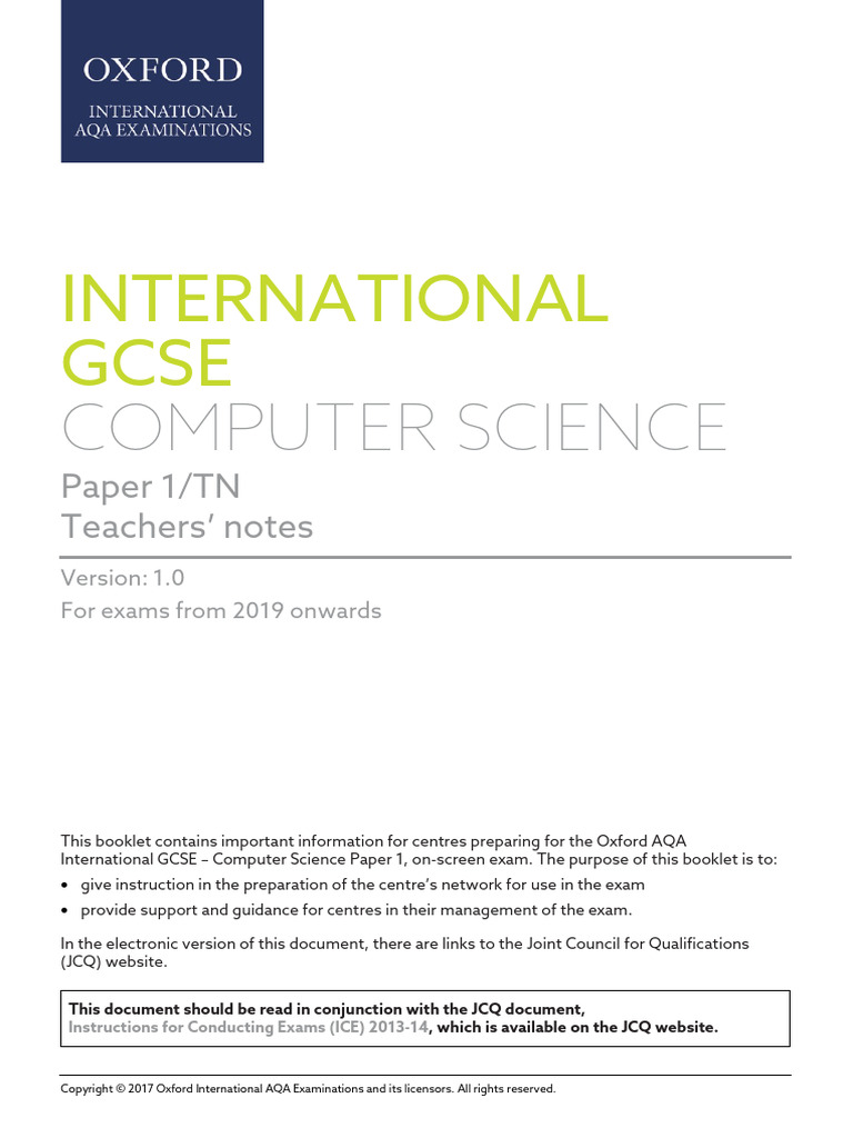 9210 International Gcse Computer Science Teacher Notes v1.0 | PDF ...