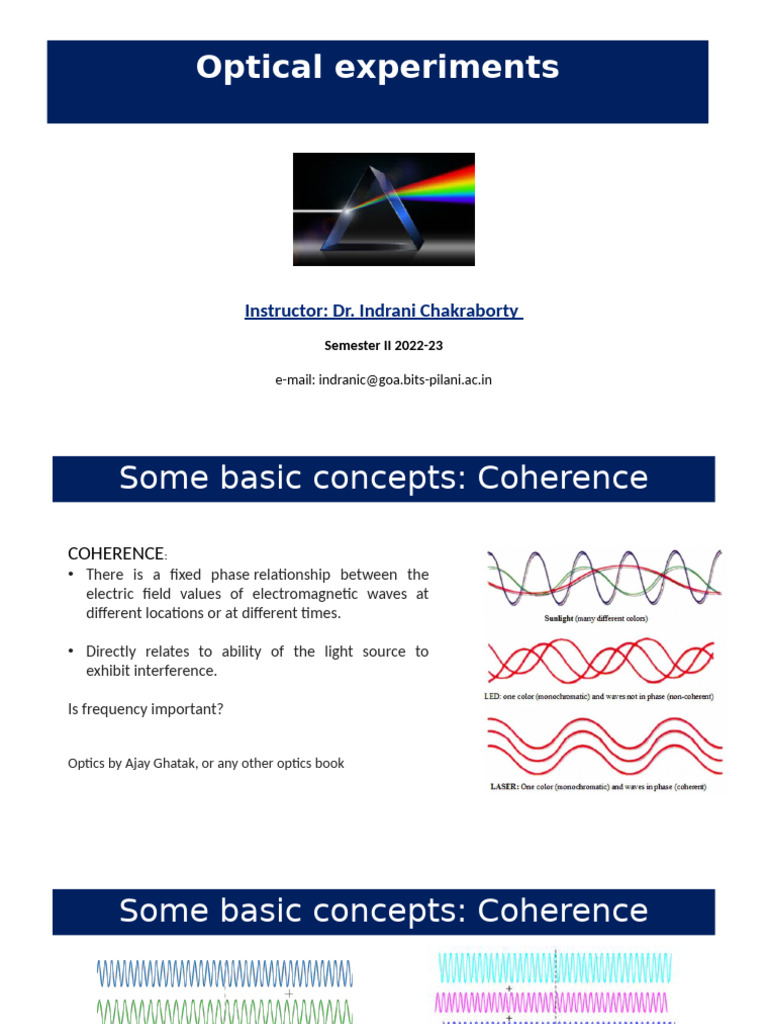 P3_Optical experiments | PDF | Coherence (Physics) | Incandescent Light Bulb