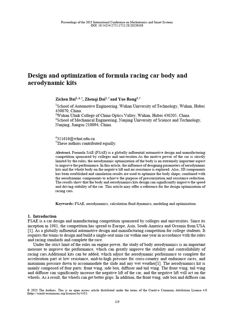 F1 Car Body Design and Optimization | PDF | Airfoil | Lift (Force)