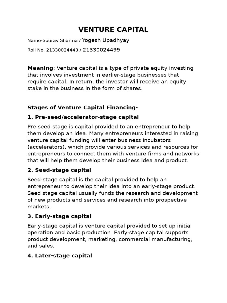 Investment Banking Venture Capital | PDF | Corporate Finance | Venture Capital