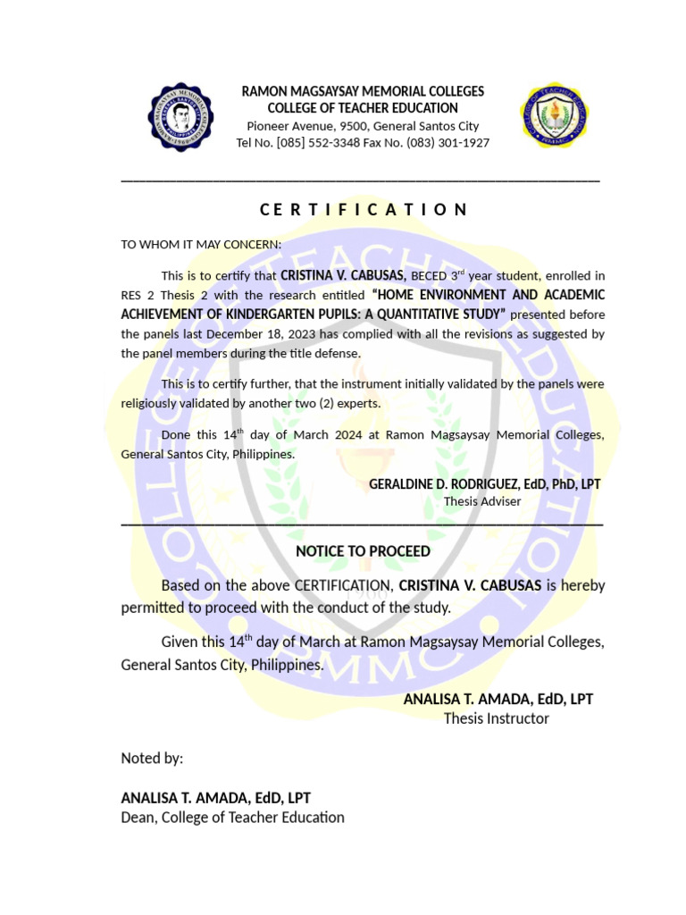 Sample Copy Endorsementnotice To Proceed Letter | PDF | Thesis ...