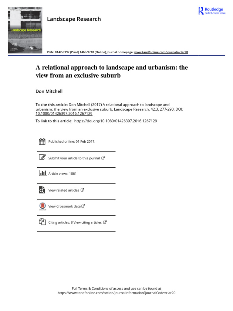 A Relational Approach To Landscape and Urbanism The View From An ...