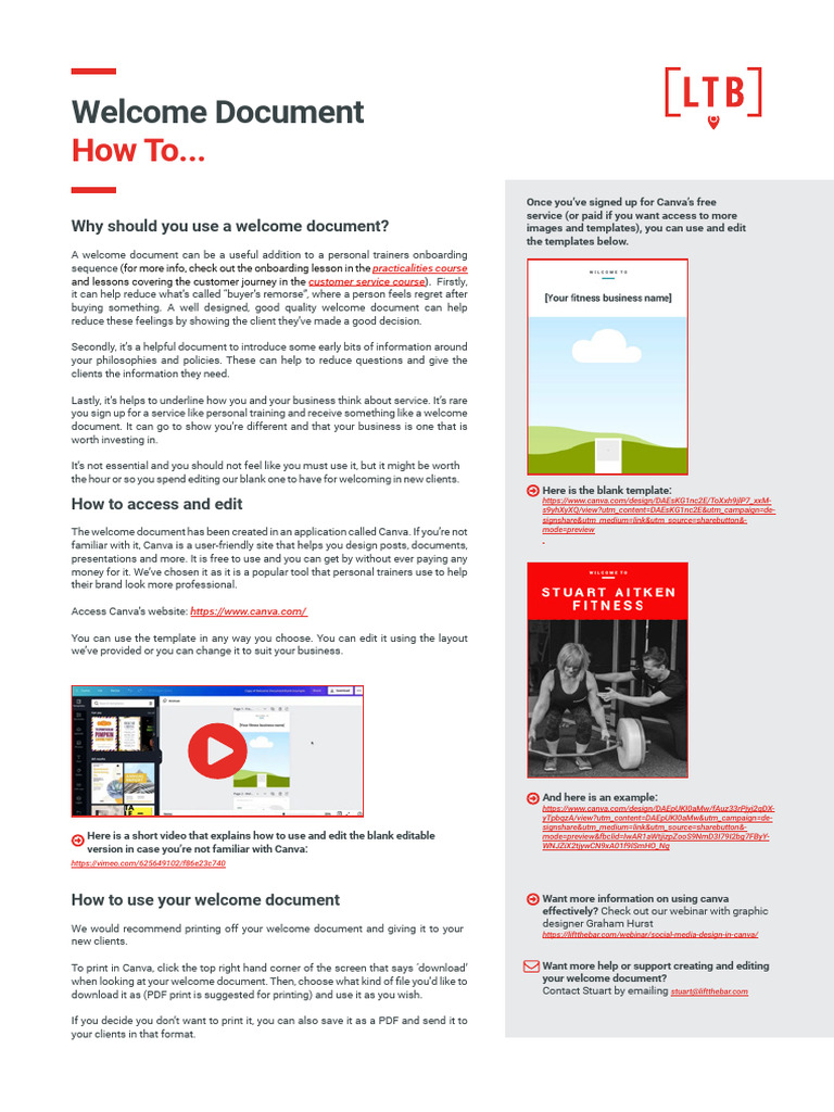 Canva Welcome Doc How to Guide | PDF