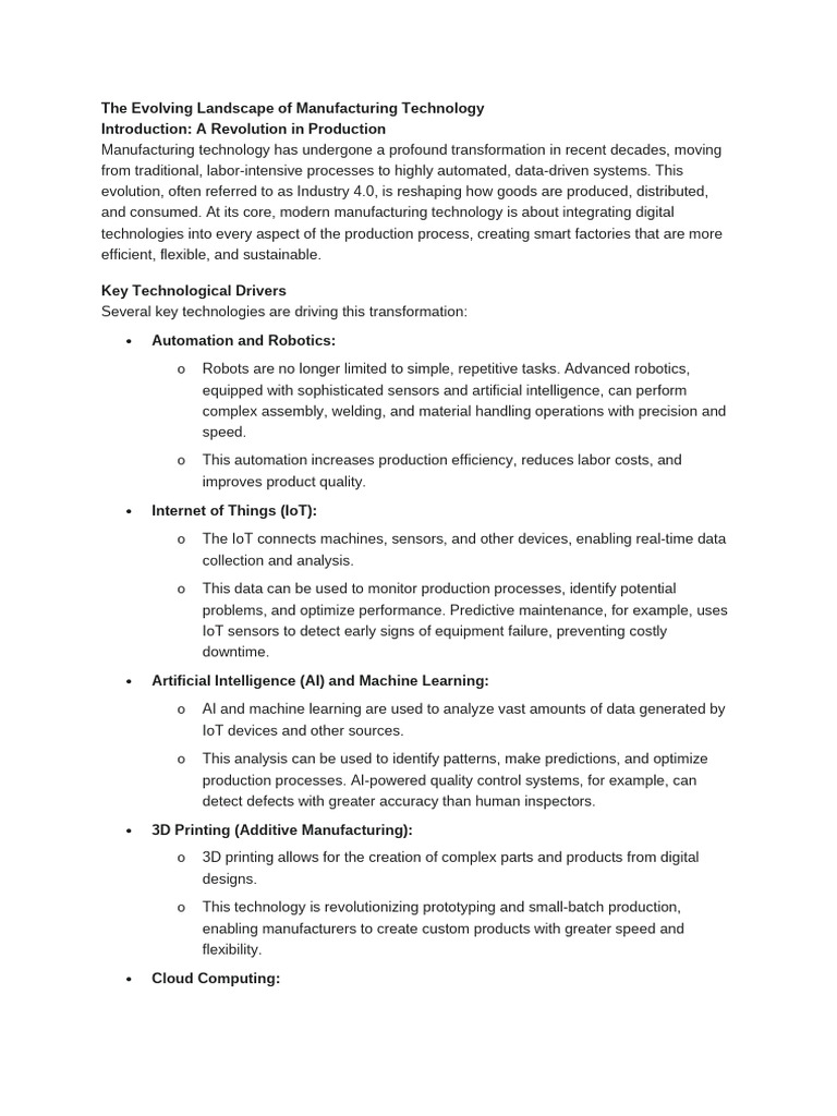 Advances in Manufacturing Technology | PDF | Internet Of Things ...