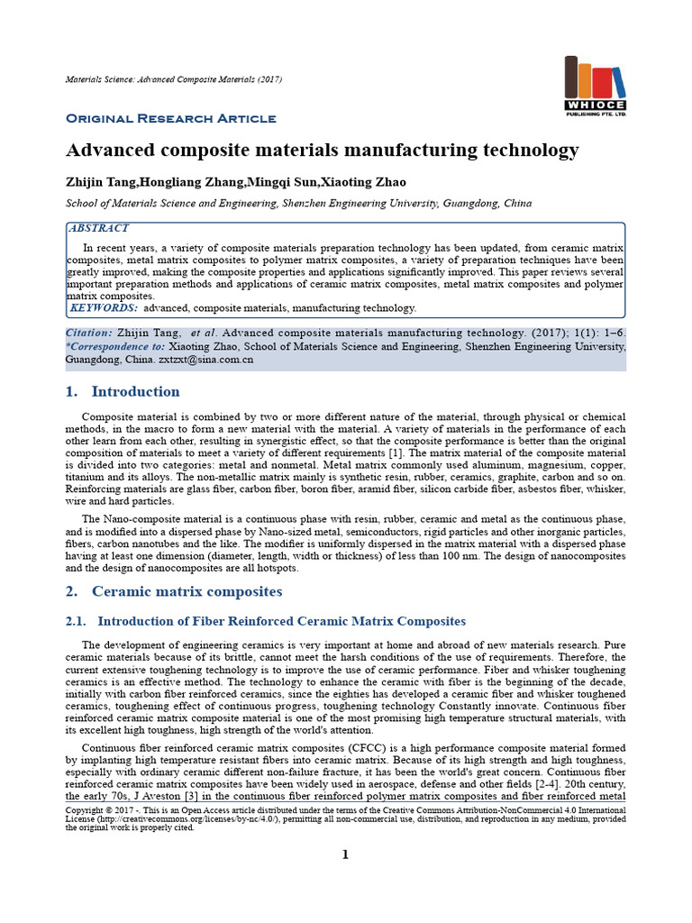 Advanced Composite Materials Manufacturing Technol | PDF ...