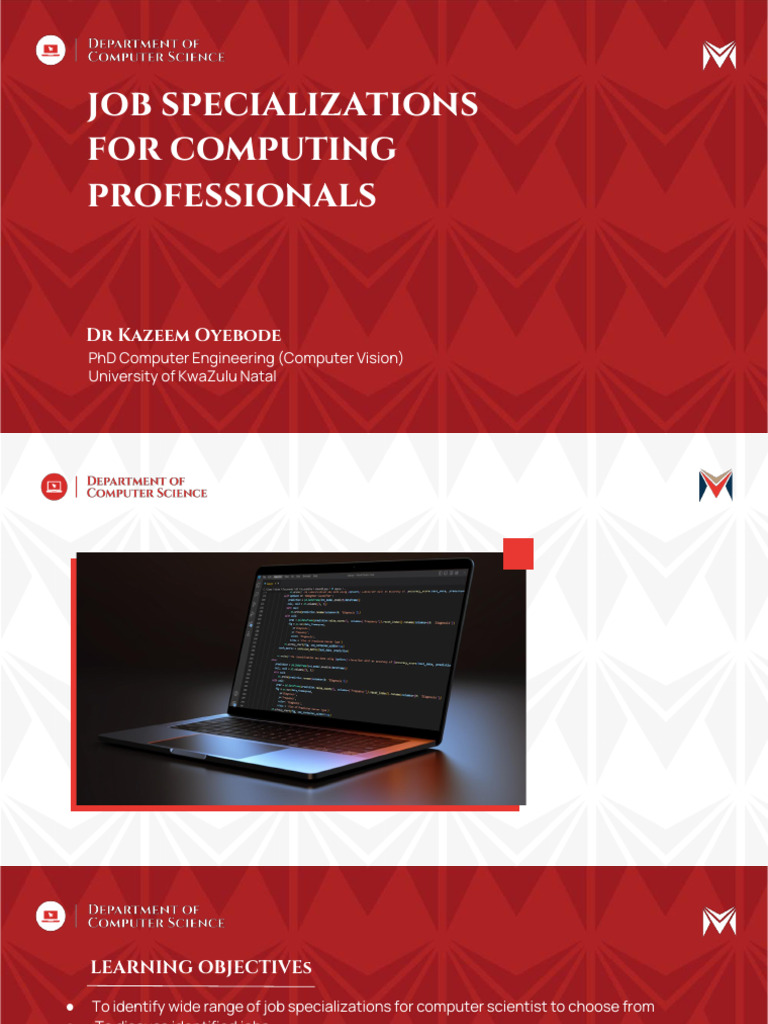Job Specializations For Computing Professionals | PDF | Machine Learning | Artificial Intelligence
