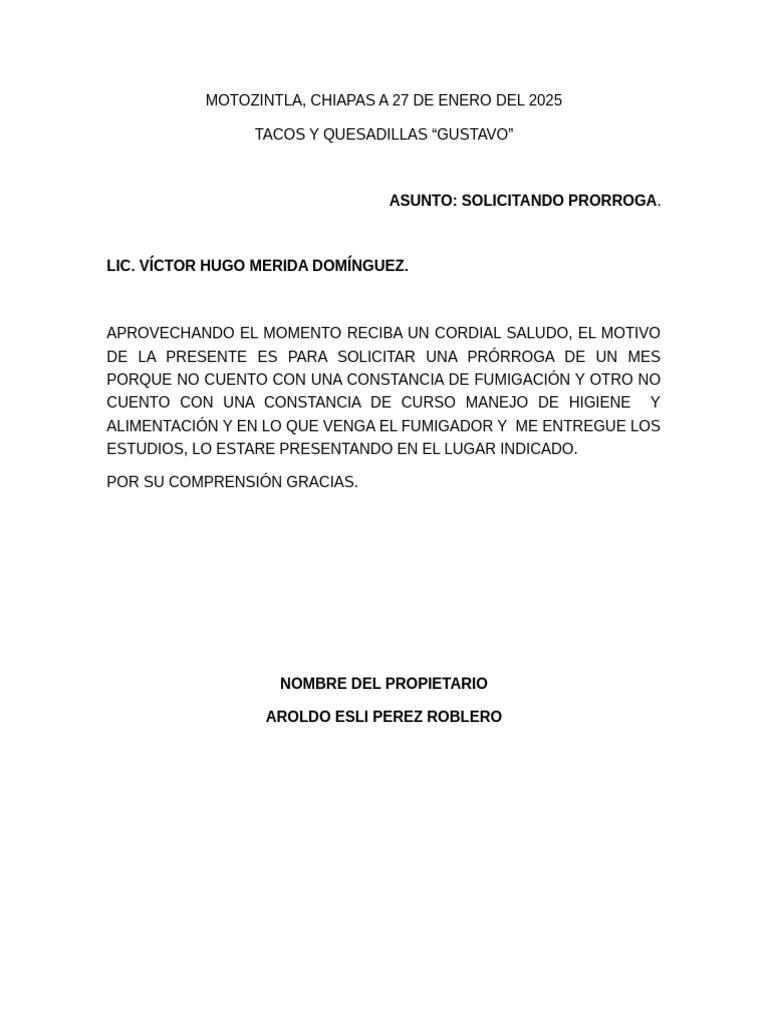 solicitando prorroga | PDF