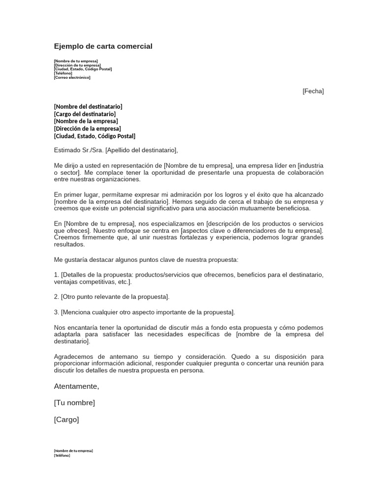 Ejemplo de carta comercial formal | PDF