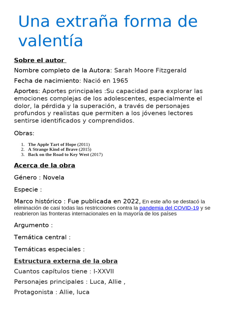 Una Extraña Forma de Valentia | PDF