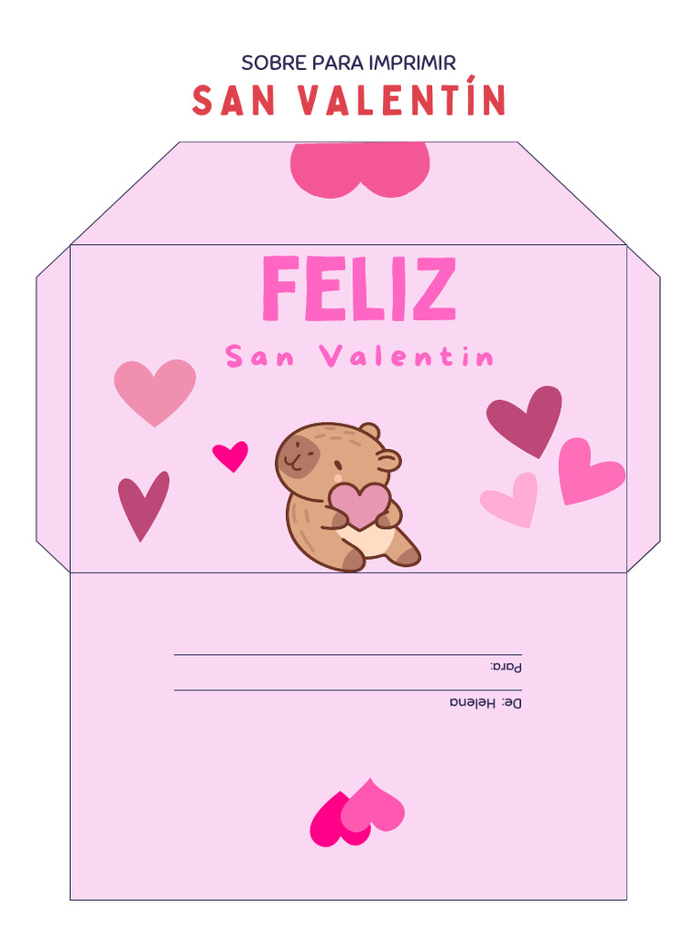 Documento A4 Sobre San Valentín Ilustrado Crema y Rojo | PDF