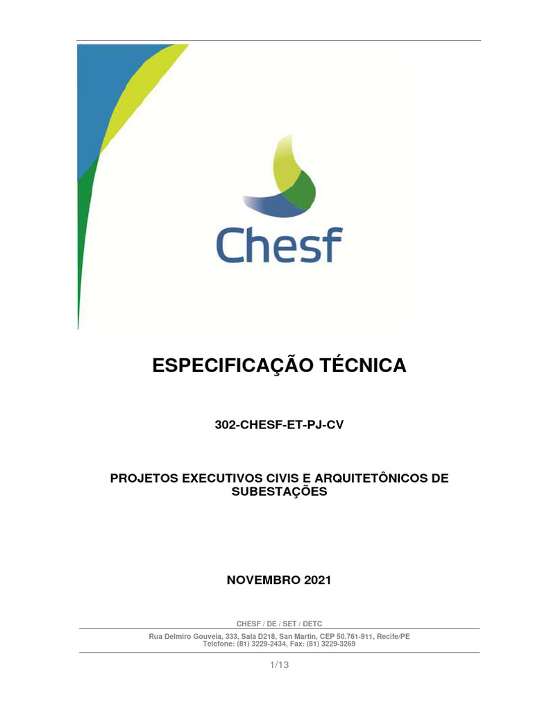 302 Chesf Et PJ CV Nov2021 | PDF | Tanque séptico | Materiais