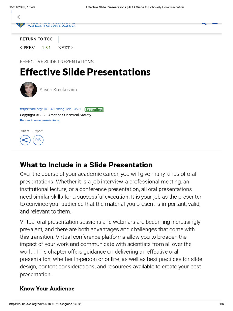 Effective Slide Presentations - ACS Guide To Scholarly Communication ...